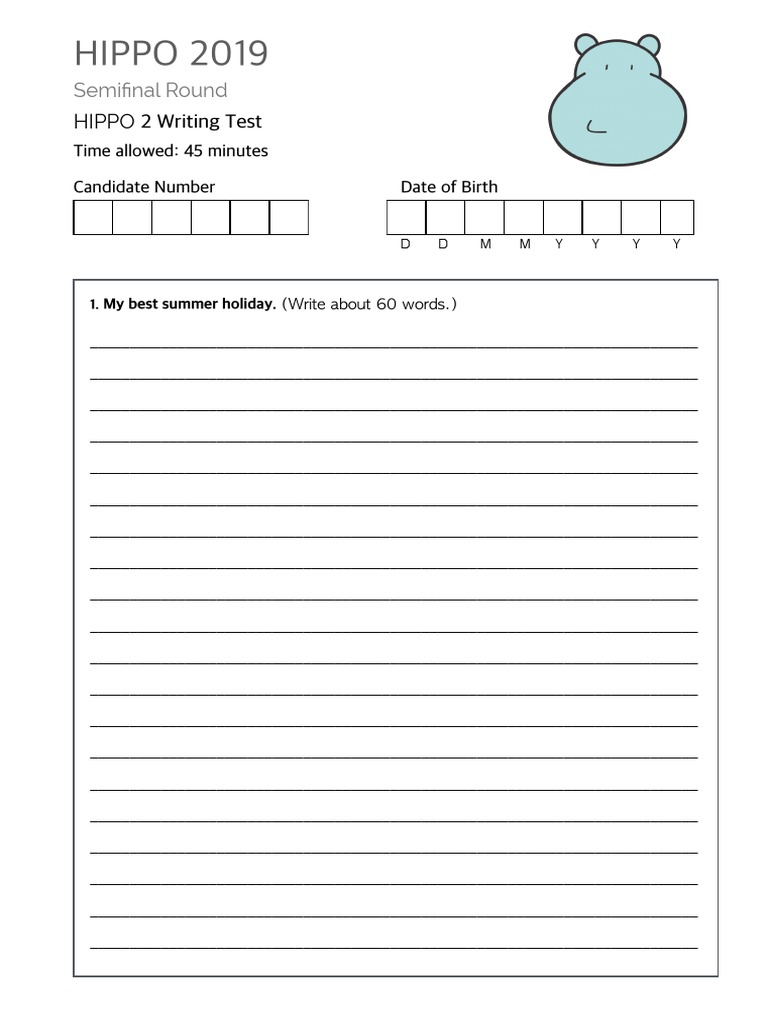 Hippo 2 Writing 2019 | PDF