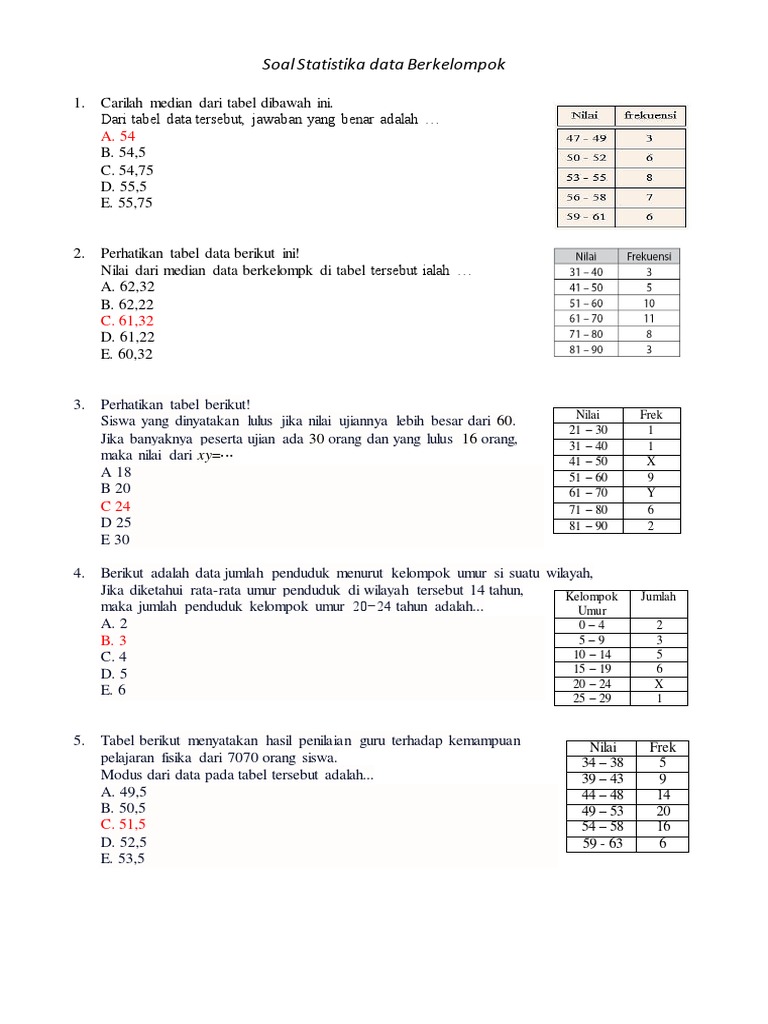 Soal Statistika Data Kelompok | PDF