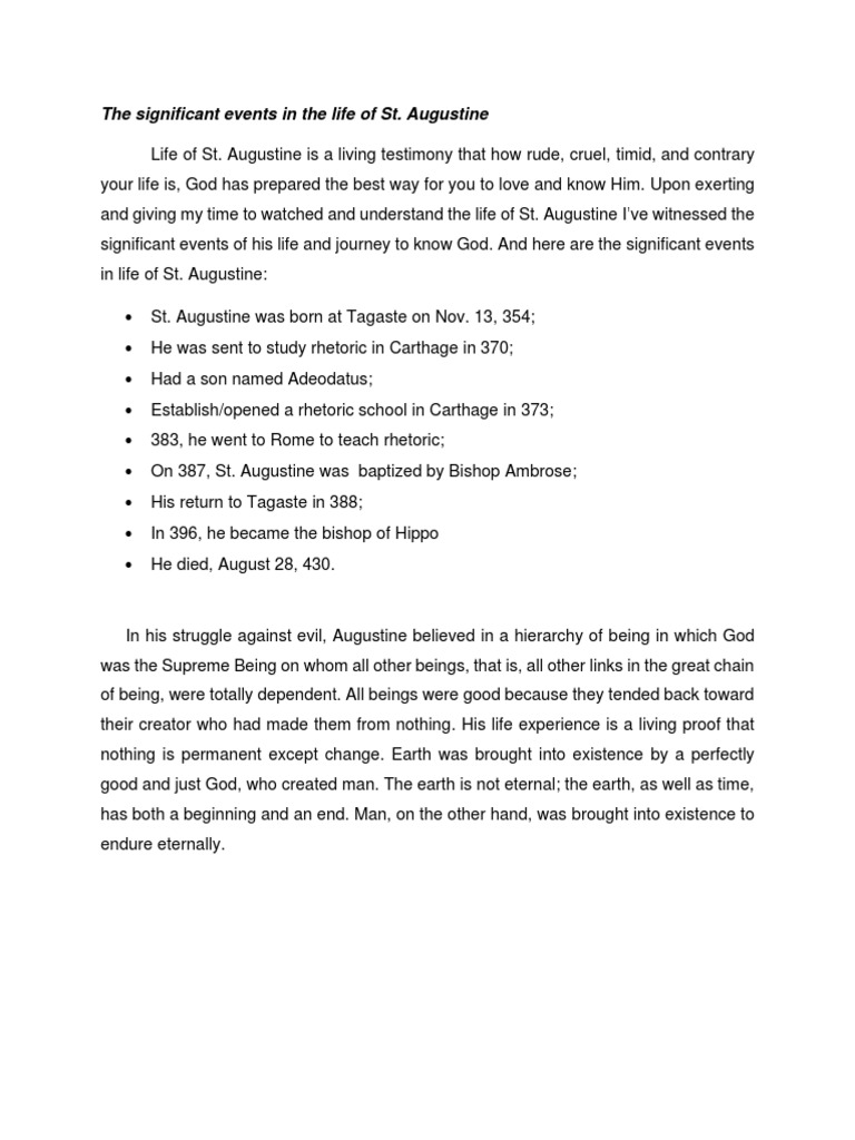 Key Events in St. Augustine's Life | PDF | Religion & Spirituality