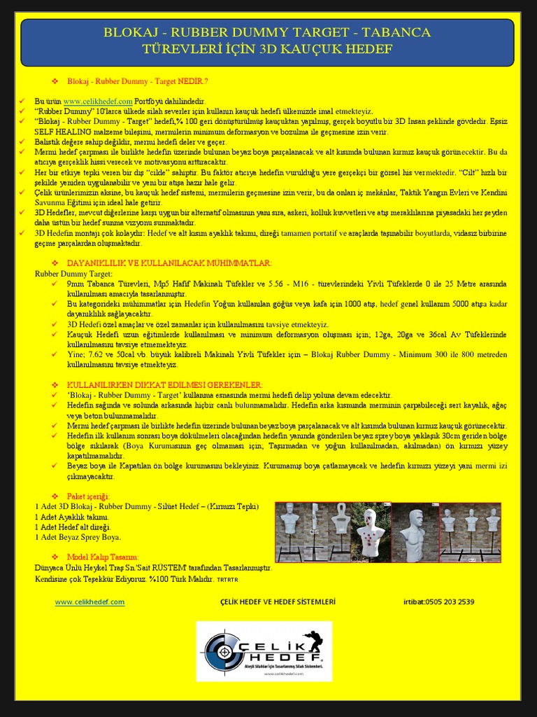 3D Silüet Blokaj Rubber Dummy Target | PDF
