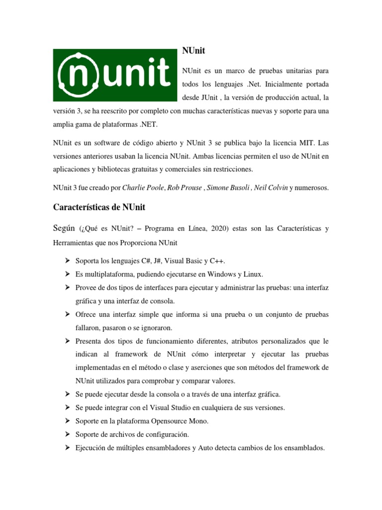 NUnit | PDF | .NET Framework | Programación de computadoras