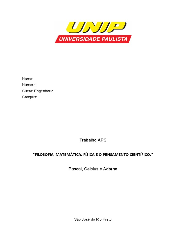 Trabalho APS Finalmente Pronto Formatado | PDF | Theodor W. Adorno | Celsius