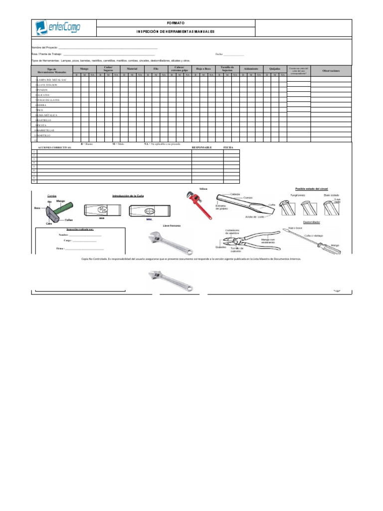 Inspeccion de Herramientas Manuales | PDF | Bienes manufacturados ... Inspeccion de Herramientas Manuales | PDF | Bienes manufacturados ...