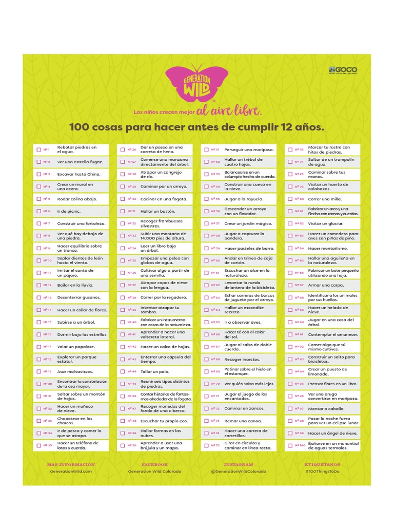 100 Cosas Que Hacer Antes de Los 12 | PDF