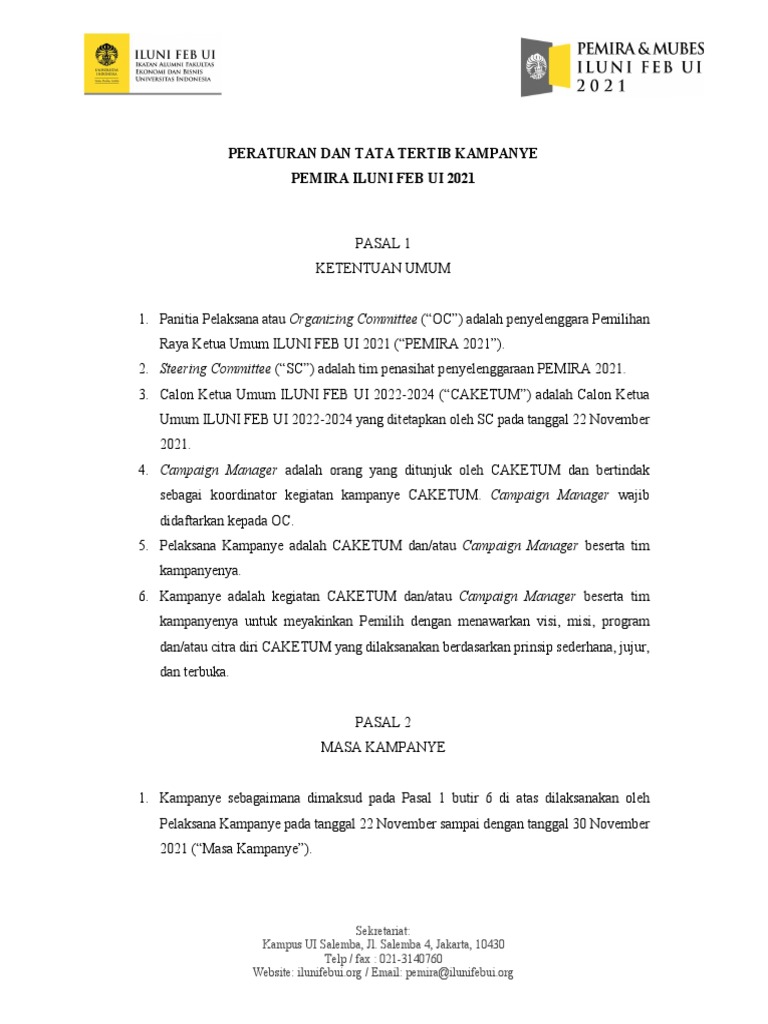 Tatib Kampanye Pemira 2021 Final | PDF
