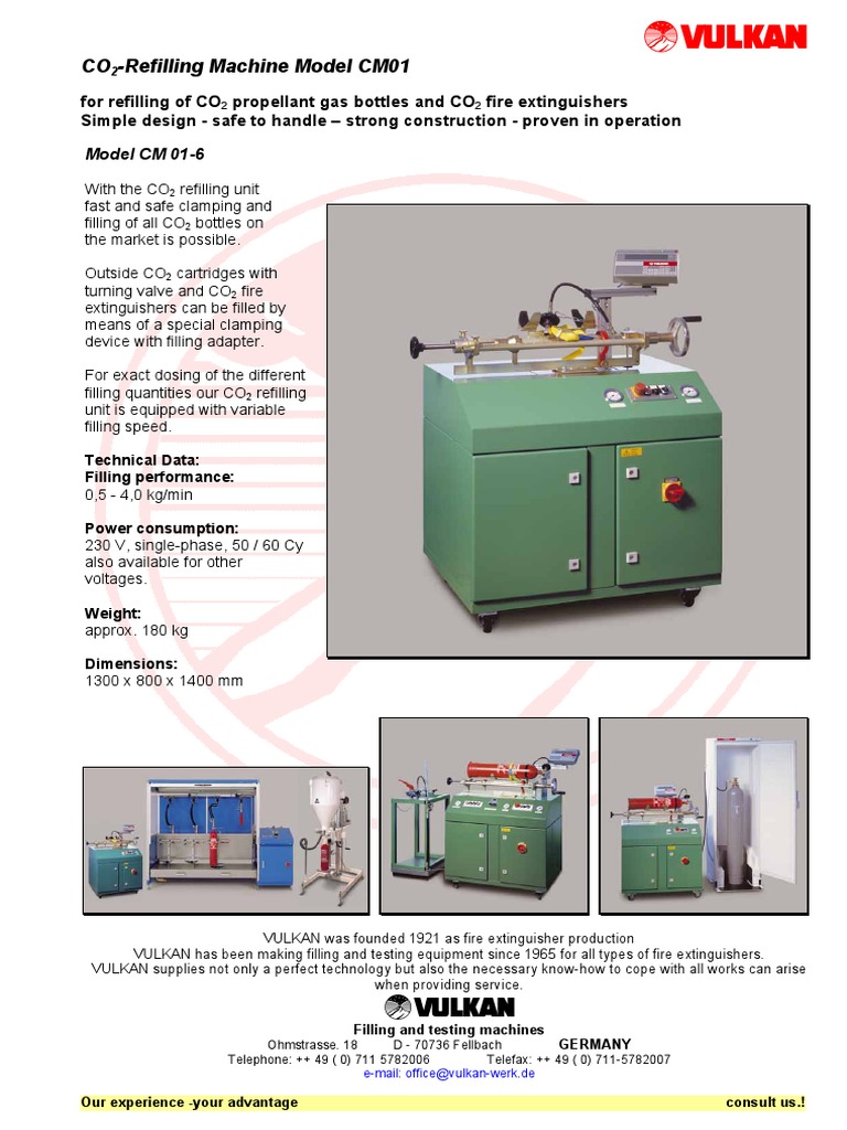 Vulkan CO2 Refilling Machine Guide | PDF | Carbon Dioxide | Pump