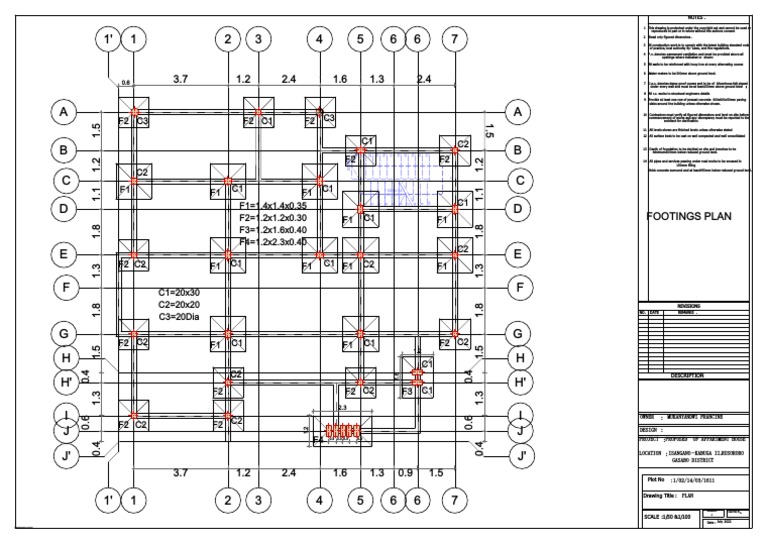 Footings Plan | PDF | Concrete | Engineering