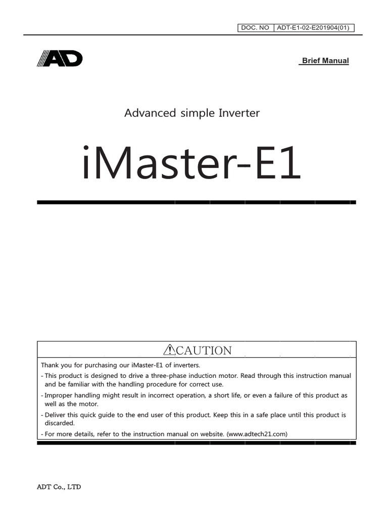 iMaster-E1 Inverter Safety Manual | PDF | Power Supply | Electric Motor