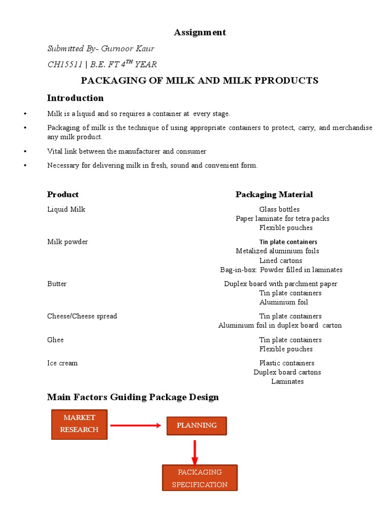 Milk Packaging Types and Materials | PDF | Milk | Packaging And Labeling