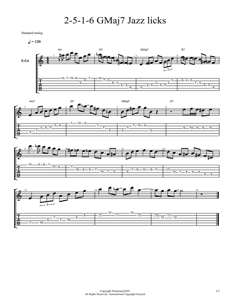 2-5-1-6 GMaj7 Jazz Licks | PDF