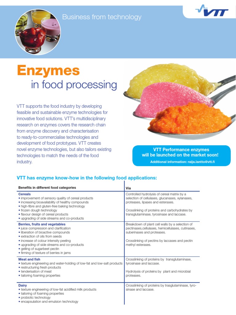 Enzymes in Food Processing | PDF | Breads | Foods