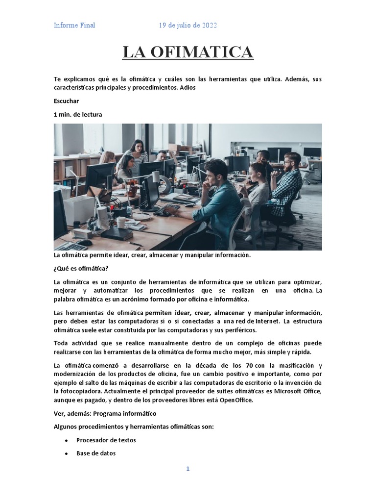 La Ofimatica | PDF | Informática | Microsoft Office