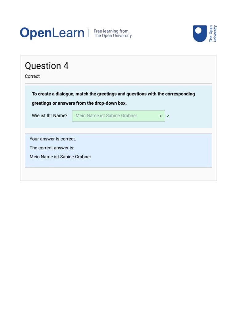 Getting Started With German 1 - Week 1 Practice Quiz (Page 4 of 9) - OpenLearn - Open University ...
