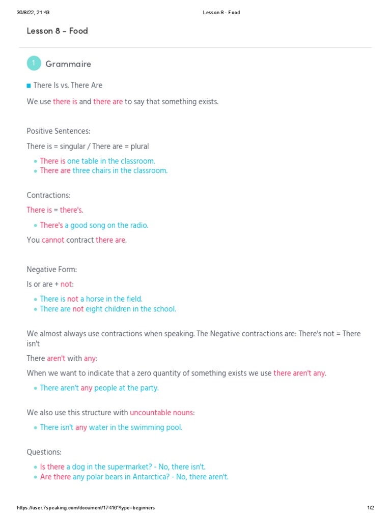 Lesson 8 - Food | PDF | Foods | Drink