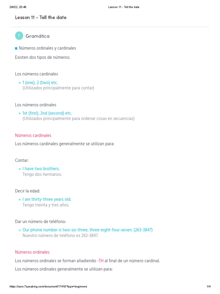 Números y fechas en inglés | PDF