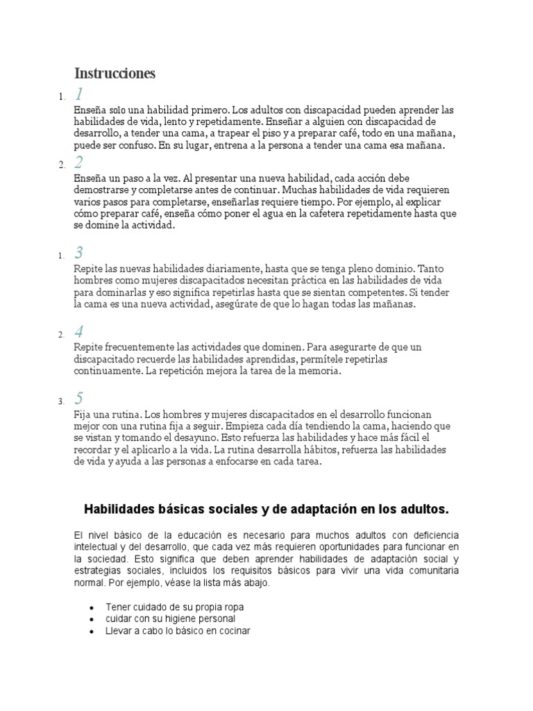 HABILIDADES | PDF | Invalidez | Comportamiento