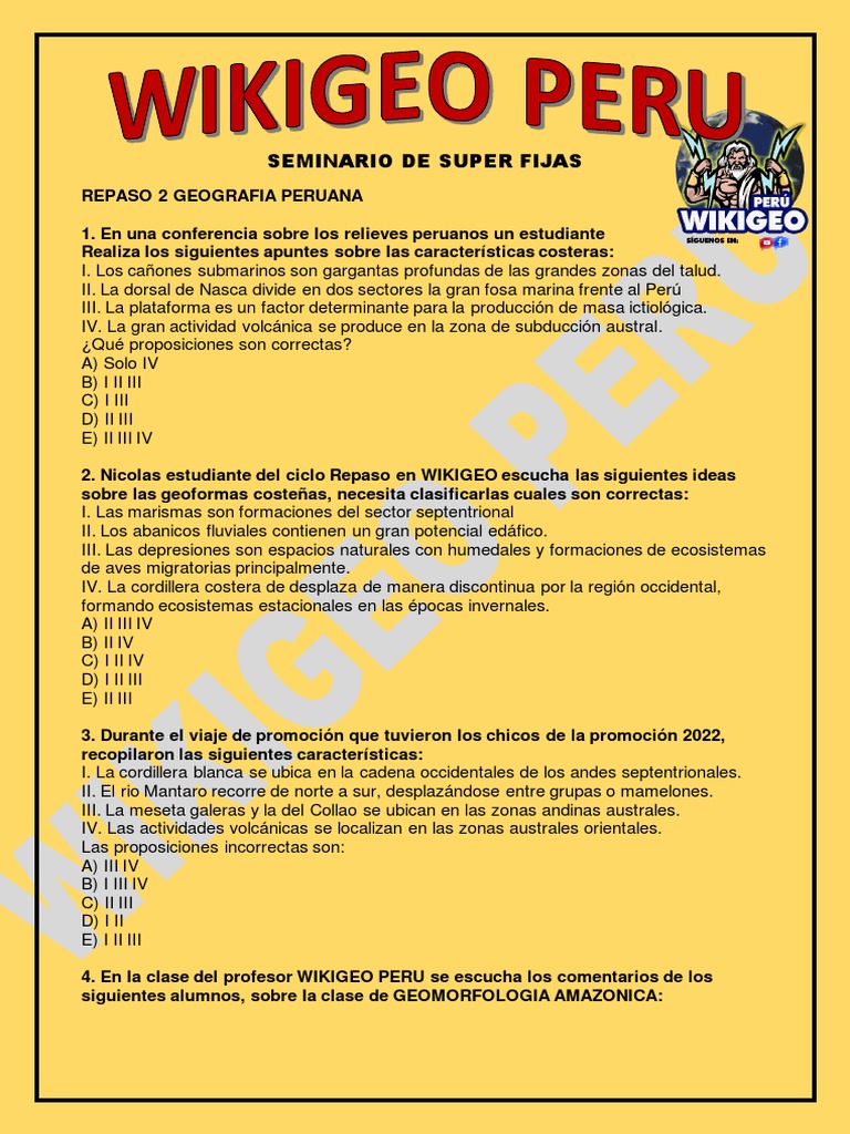 Repaso de Geo Peruana | PDF | Andes | Deforestación