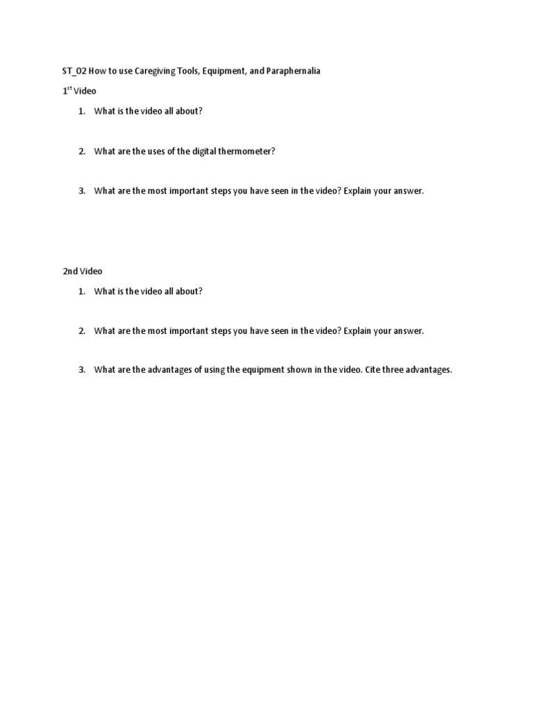 ST 02-How To Use Caregiving Tools, Equipment and Paraphernalia | PDF