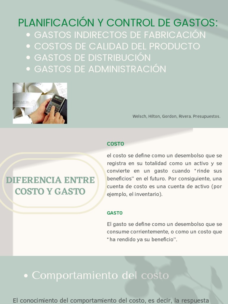 Gastos Indirectos de Fabricación Costos de Calidad Del Producto Gastos de Distribución Gastos de ...
