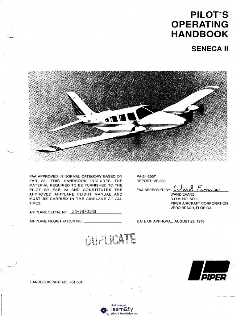Piper PA34-200T Turbo Seneca II POH | PDF