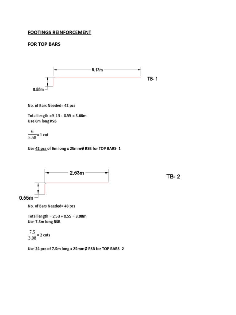 Rebar Cutting List for Foundation | PDF | Structural Engineering ...