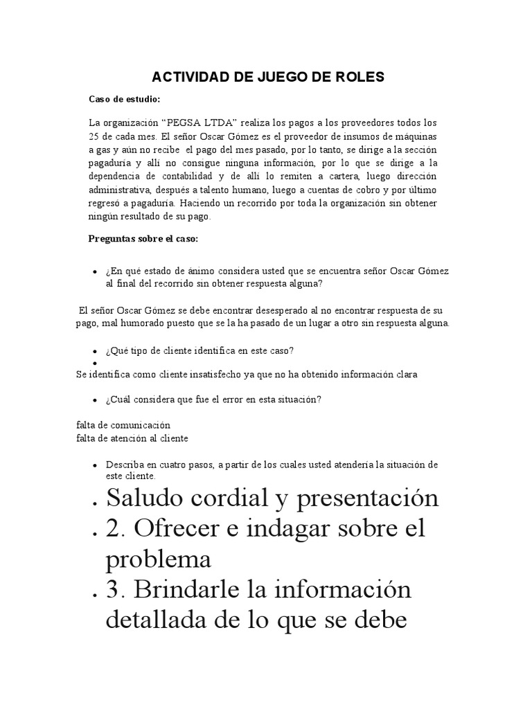 Actividad de Juego de Roles | PDF