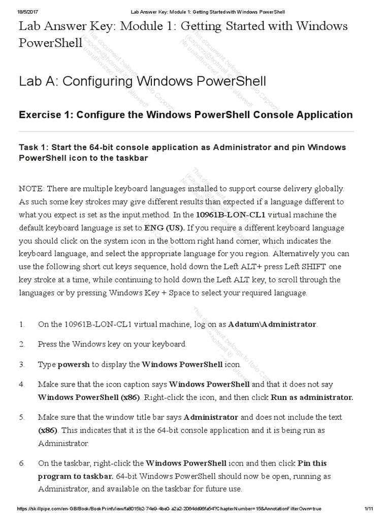 Lab Answer Key - Module 1 - Getting Started With Windows PowerShell ... Lab Answer Key - Module 1 - Getting Started With Windows PowerShell ...