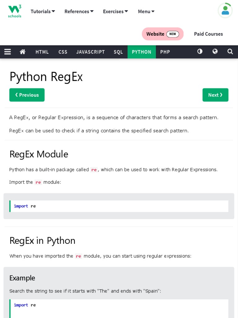 Python RegEx | PDF | Regular Expression | Computer Programming Python RegEx | PDF | Regular Expression | Computer Programming