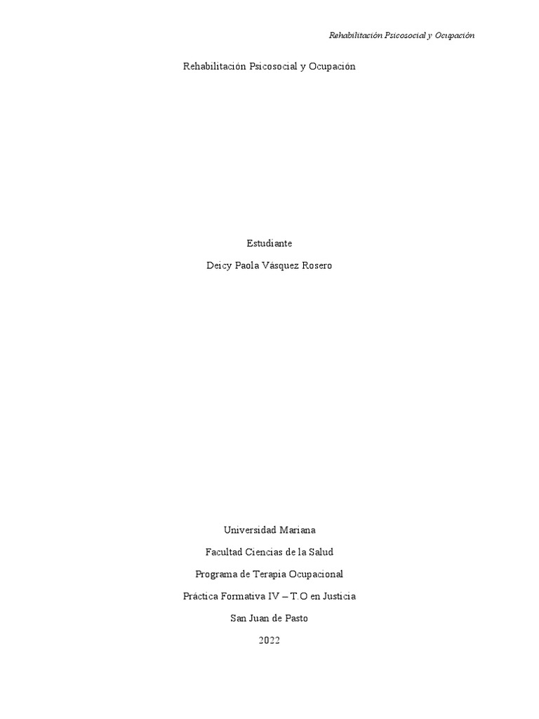 Rehabilitación Psicosocial y Terapia Ocupacional | PDF | Ciencia y matemáticas