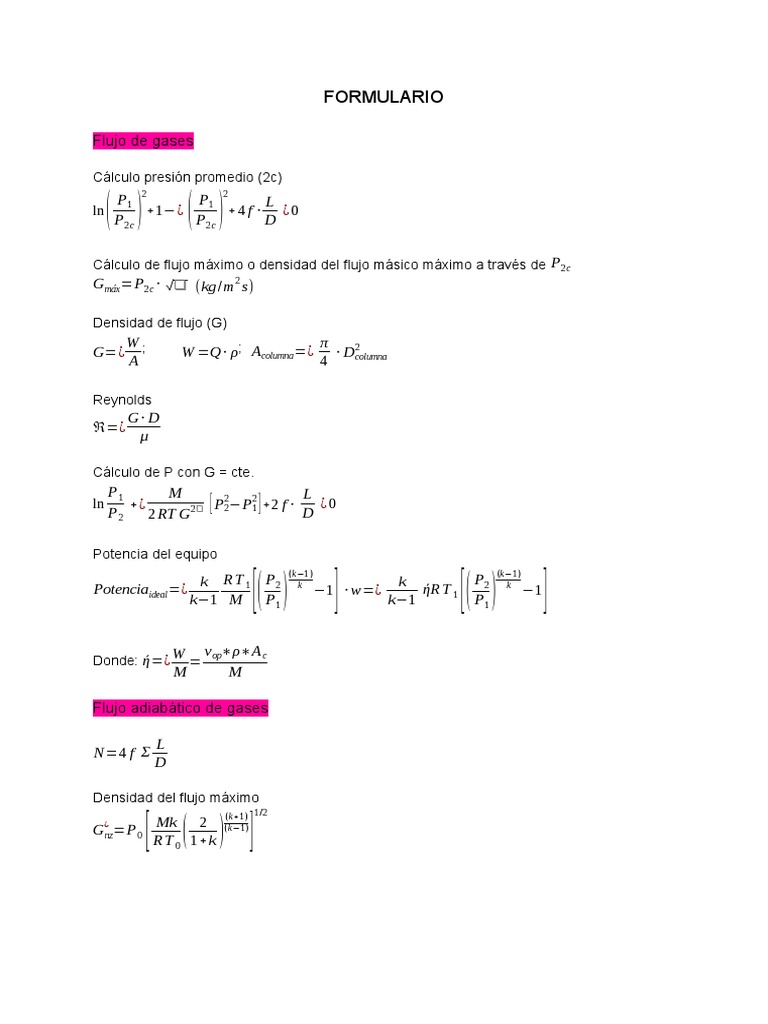 FORMULARIO MF Pep 2 USACH | PDF | Física | Mecánica de fluidos