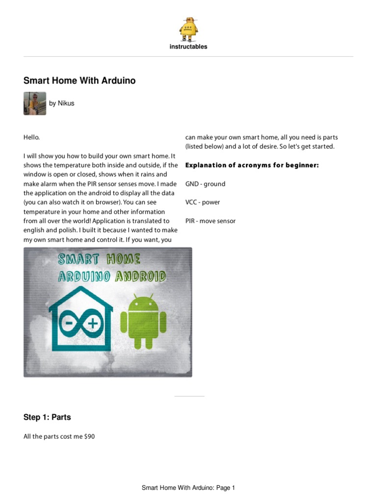 Smart Home With Arduino | PDF | Arduino | Android (Operating System)