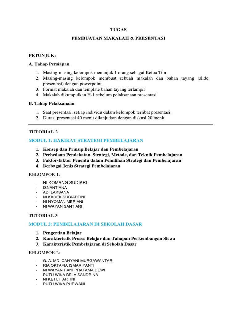 Pembagian Kelompok Presentasi Dan Materi | PDF