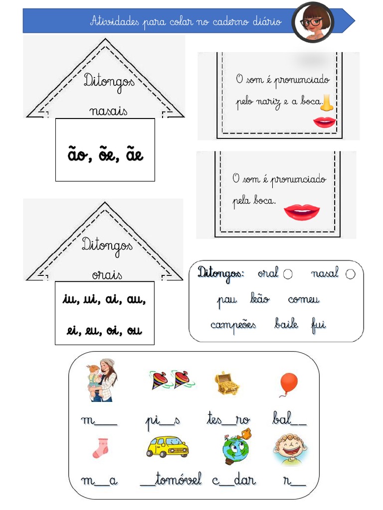 Brochura Ditongos Nasais e Orais - Caderno | PDF | Artes Linguísticas e ...