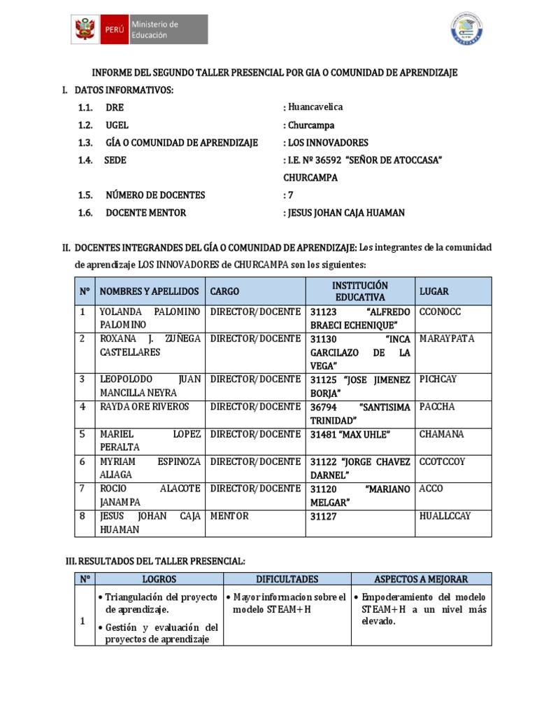 Informe de Taller Presencial | PDF