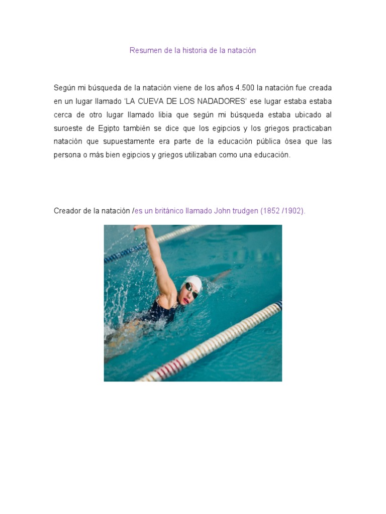 Resumen de La Historia de La Natación | PDF