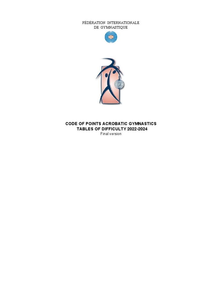 En - ACRO Tables of Difficulties 2022-2024 | PDF | Gymnastics | Indoor Sports