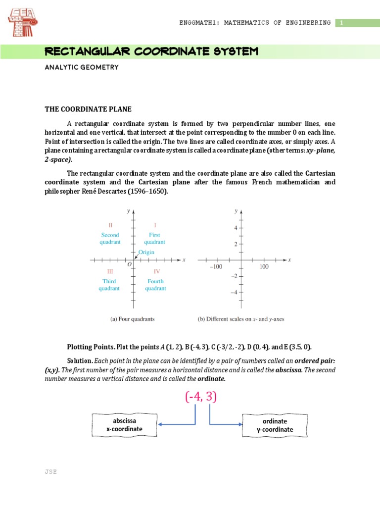 Rectangular Coordinate System Pdf Cartesian Coordinate System Mathematical Objects