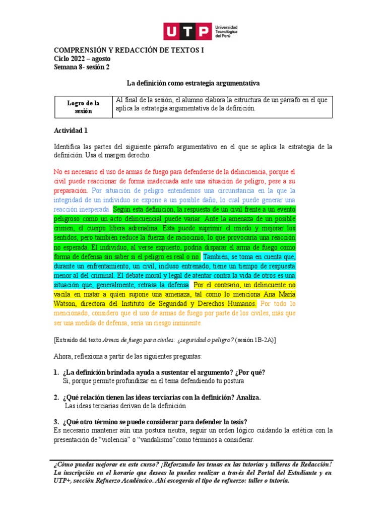 S08.s2 La Definición Como Estrategia Argumentativa (Material) 2022-Agosto | PDF | Crecimiento ...