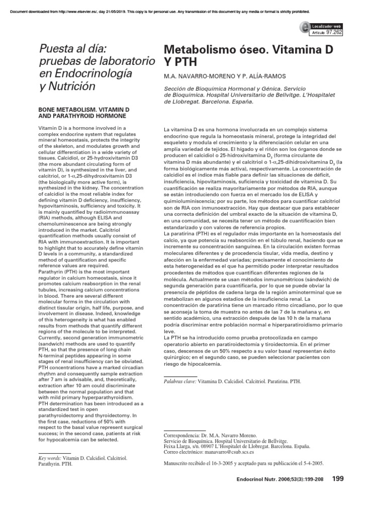 Metabolismo Óseo. Vitamina D Y PTH | PDF | Vitamina D | Biología