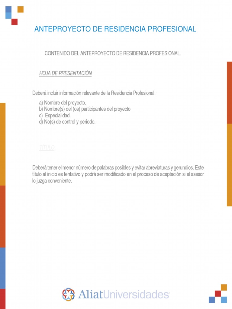Anteproyecto de Residencia Profesional | PDF