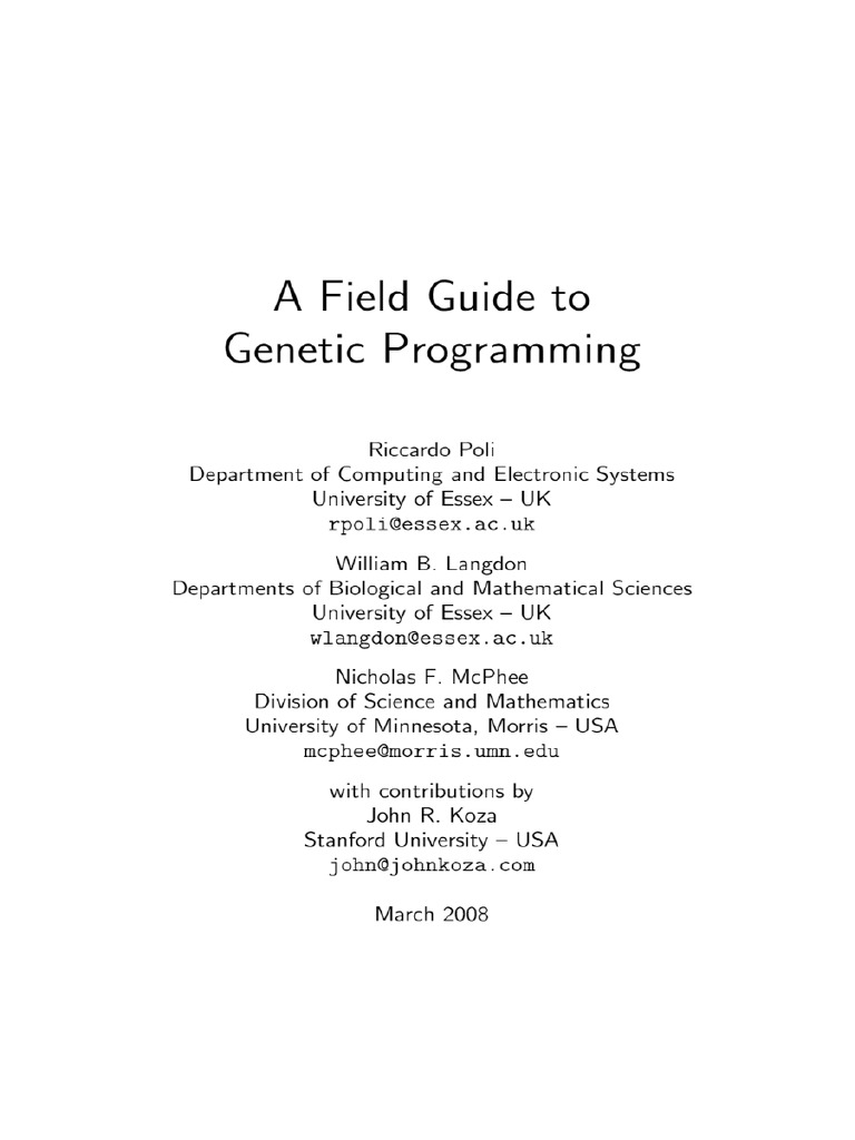 A Field Guide To Genetic Programming | PDF