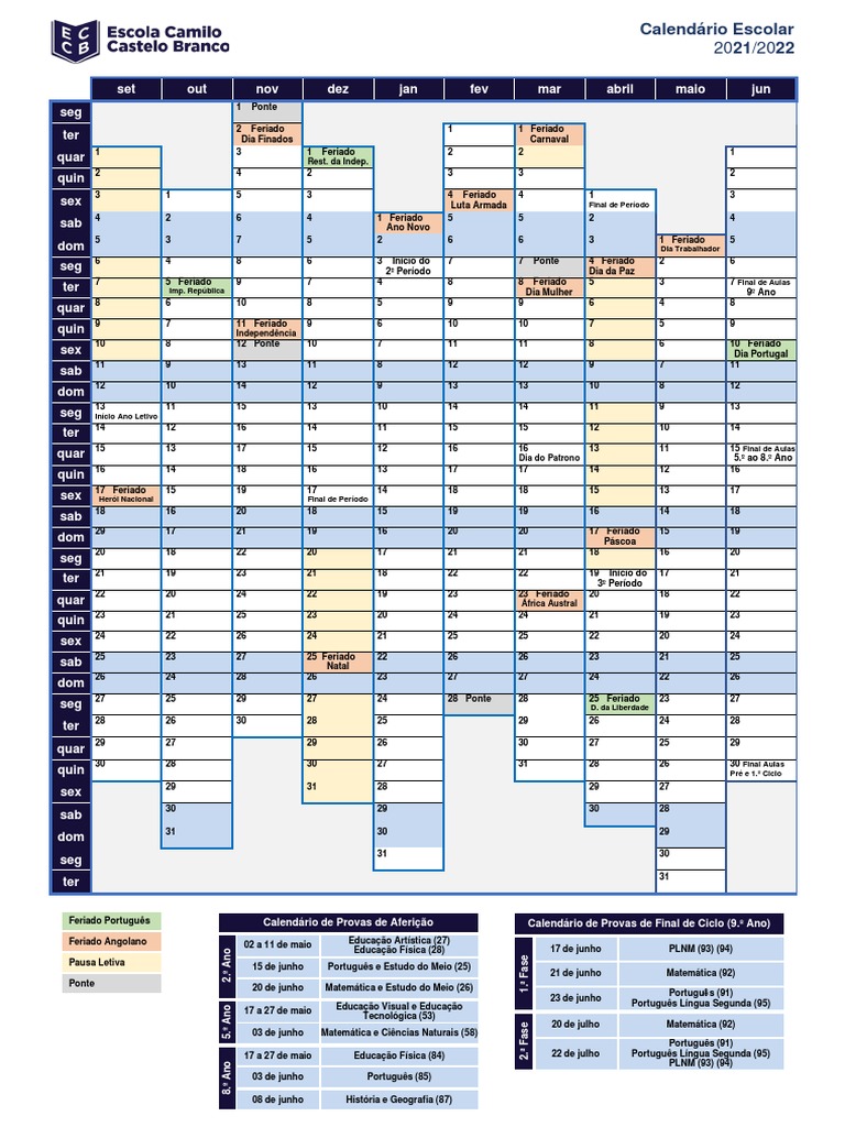 Calendario Escolar - 2021 2022 1 | PDF