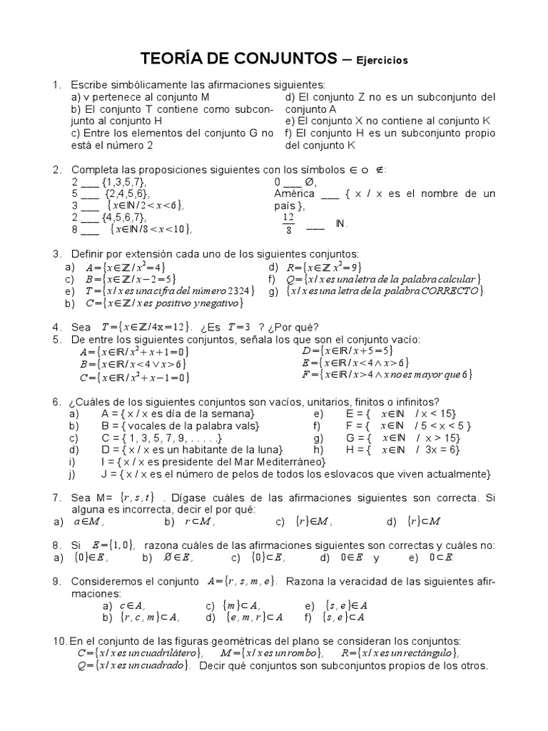Ejercicios Teoria De Conjuntos Final Pdf