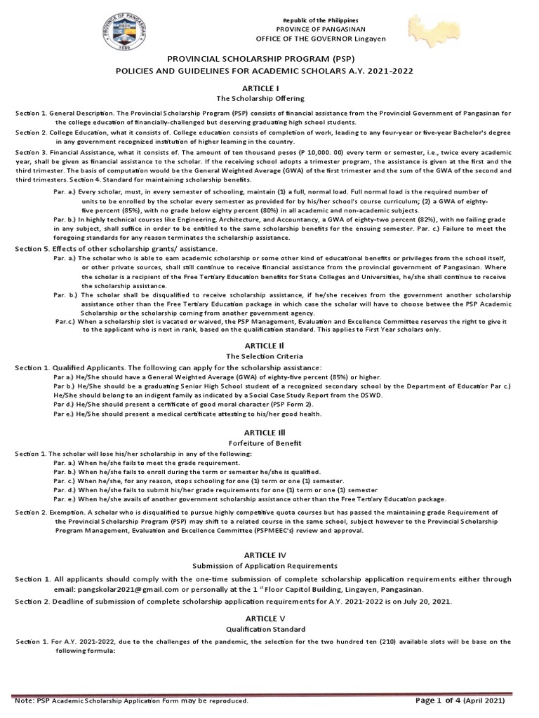 PSP Guidelines | PDF | Academic Term