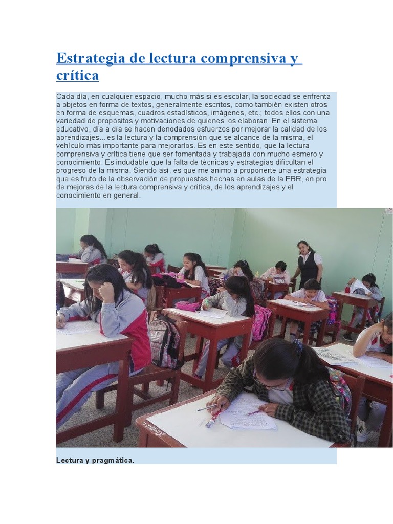 Estrategia de Lectura Crítica Efectiva | PDF | Comprensión lectora ...