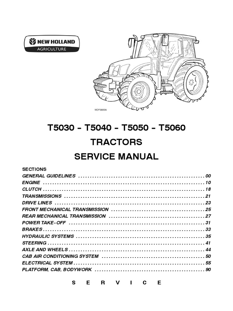 SM New Holland T5030 T5040 T5050 T5060 Tractor | PDF | Axle | Pipe (Fluid Conveyance)