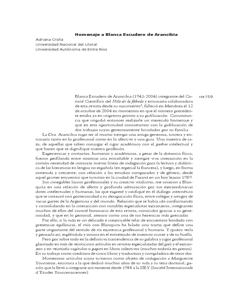 Homenaje A Blanca Escudero de Arancibia | PDF | Ciencias sociales | Clásicos