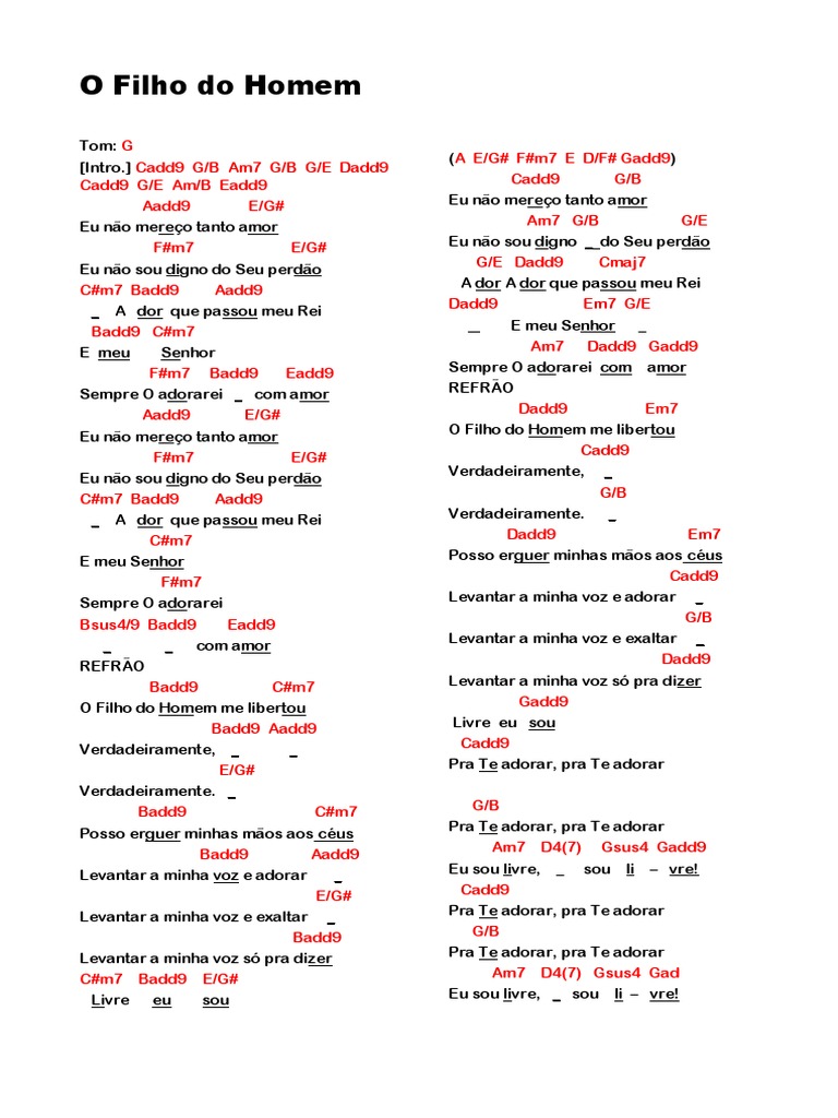 Cifra o Filho Do Homem | PDF