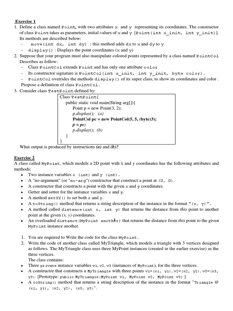 Exercise Set1 Pdf Method Computer Programming Constructor Object Oriented Programming