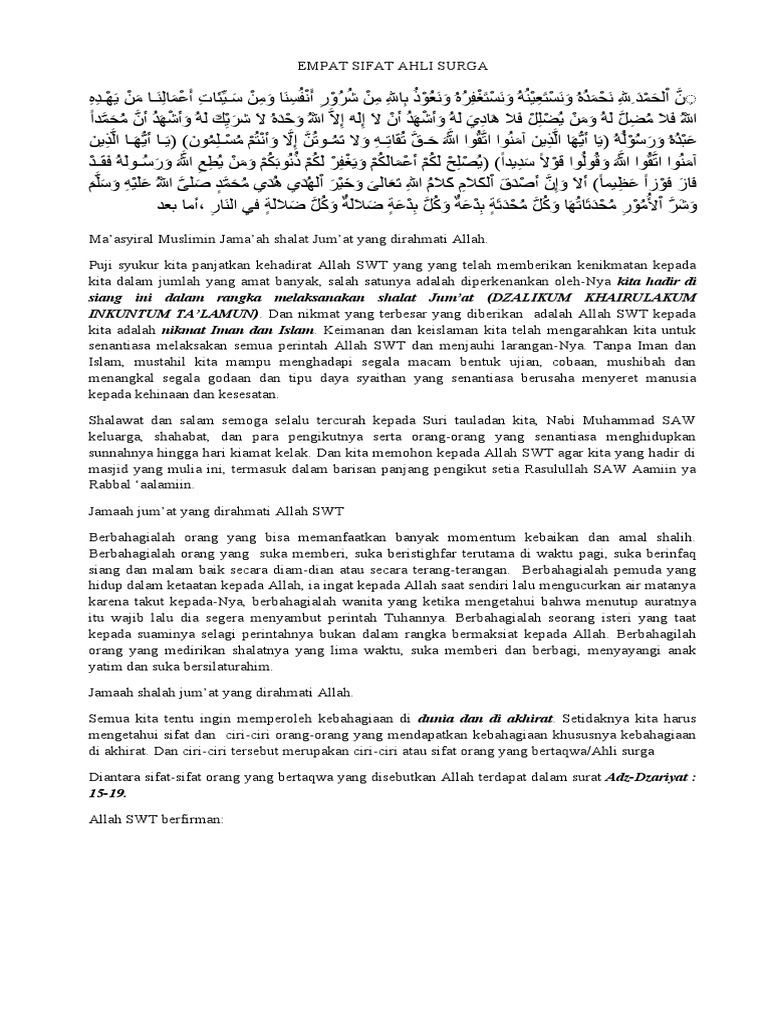 Empat Sifat Ahli Surga | PDF